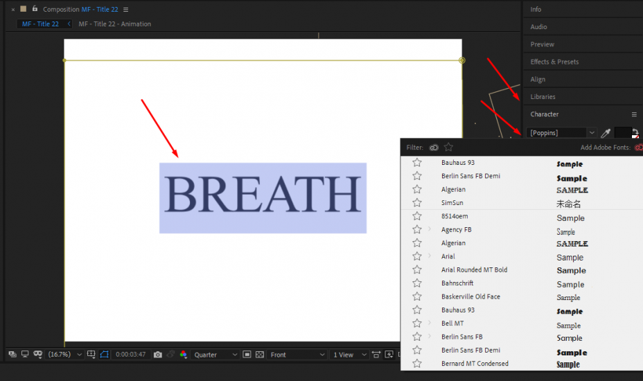 How to Change the font style of Infinity Tool in After Effects