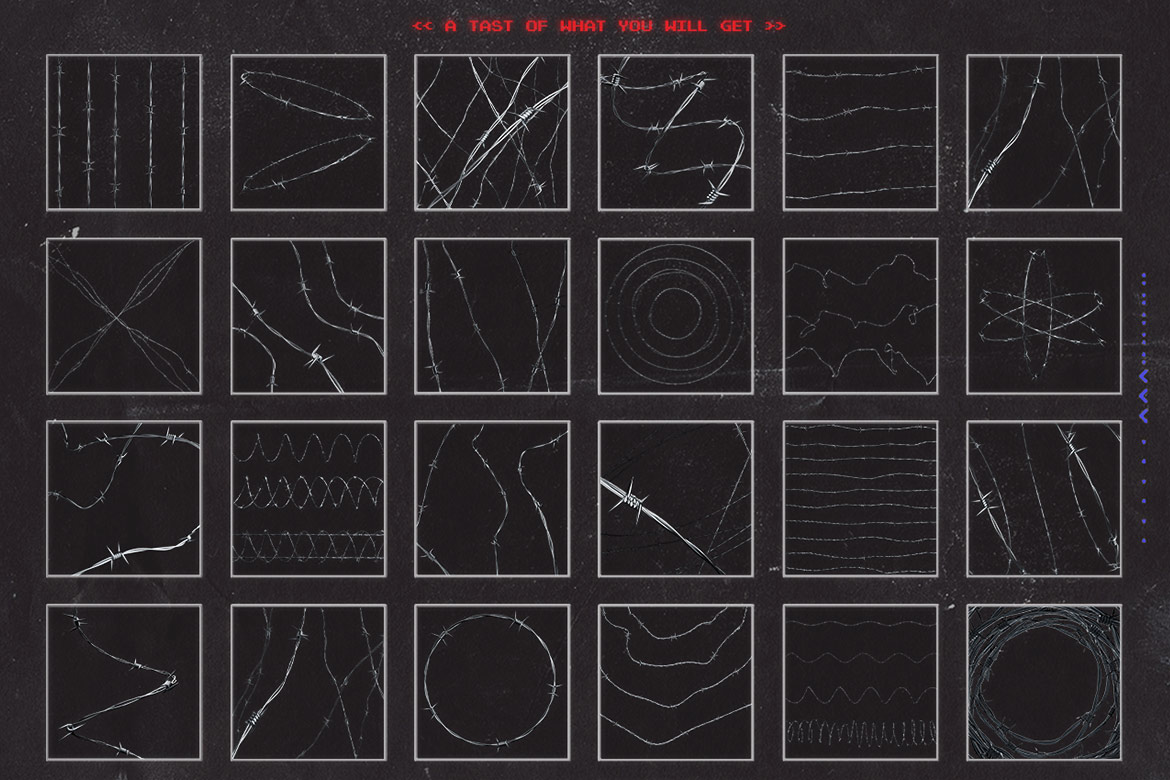 Realistic Brutal Style Barbed Wire in PNG Transparent Format